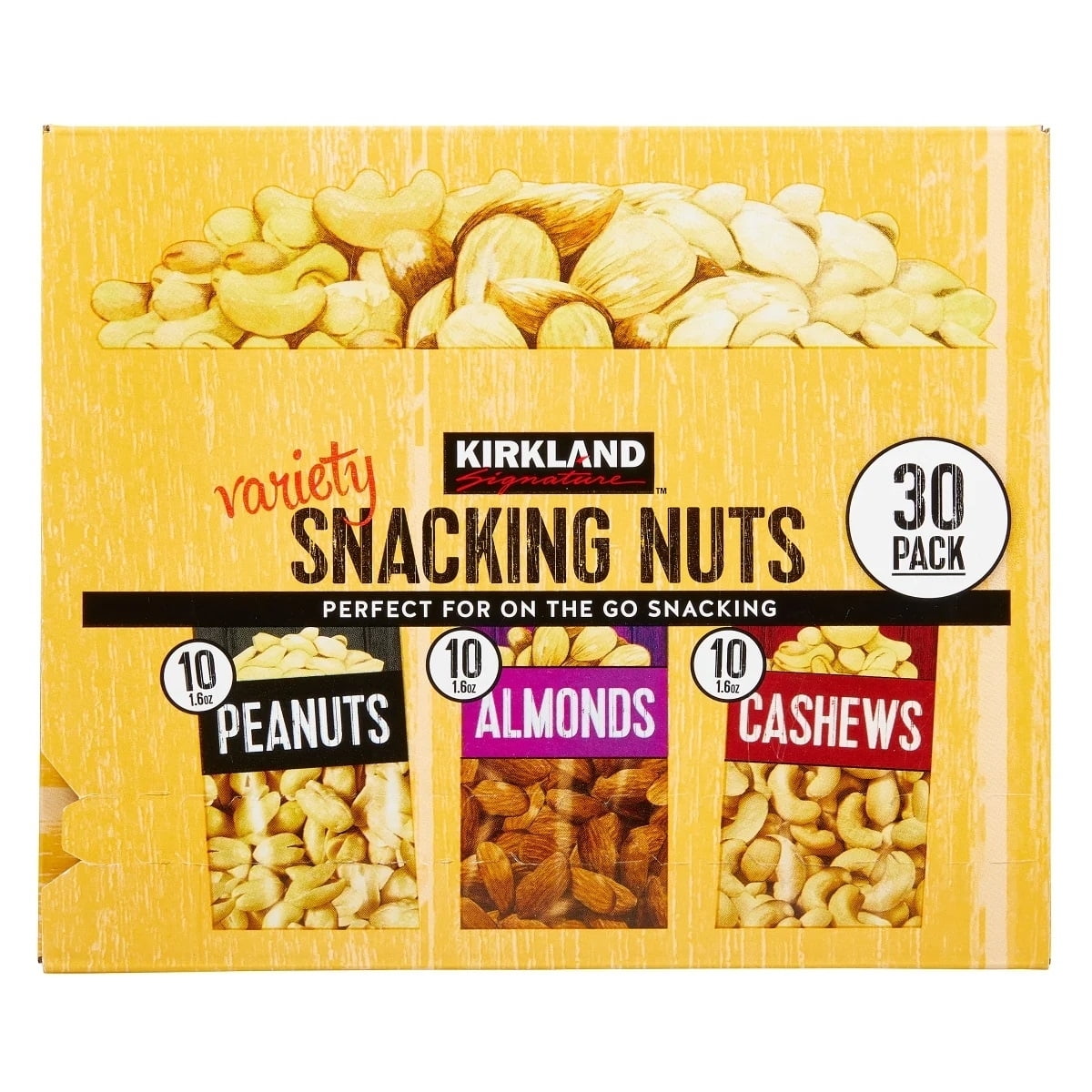 KIRKLAND Snacking Nuts Variety Pack, 1.6 Oz, 30 Single-Serve Bags ...