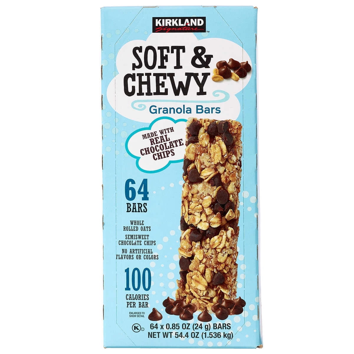 KIRKLAND Signature Soft and Chewy Granola Bars, 0.85 Ounce Pack of 64 ...