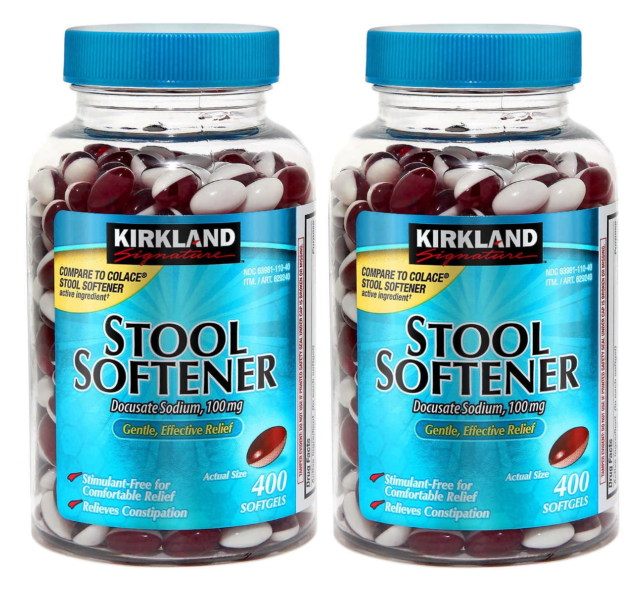 Kirkland Signature Stool Softener 100 mg - 400 Softgels (Pack of 2 ...