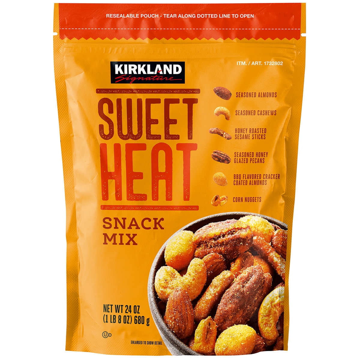 Kirkland Sweet Heat Snack Mix, BBQ Almonds, Pecans, Sesame Sticks, 24 ...
