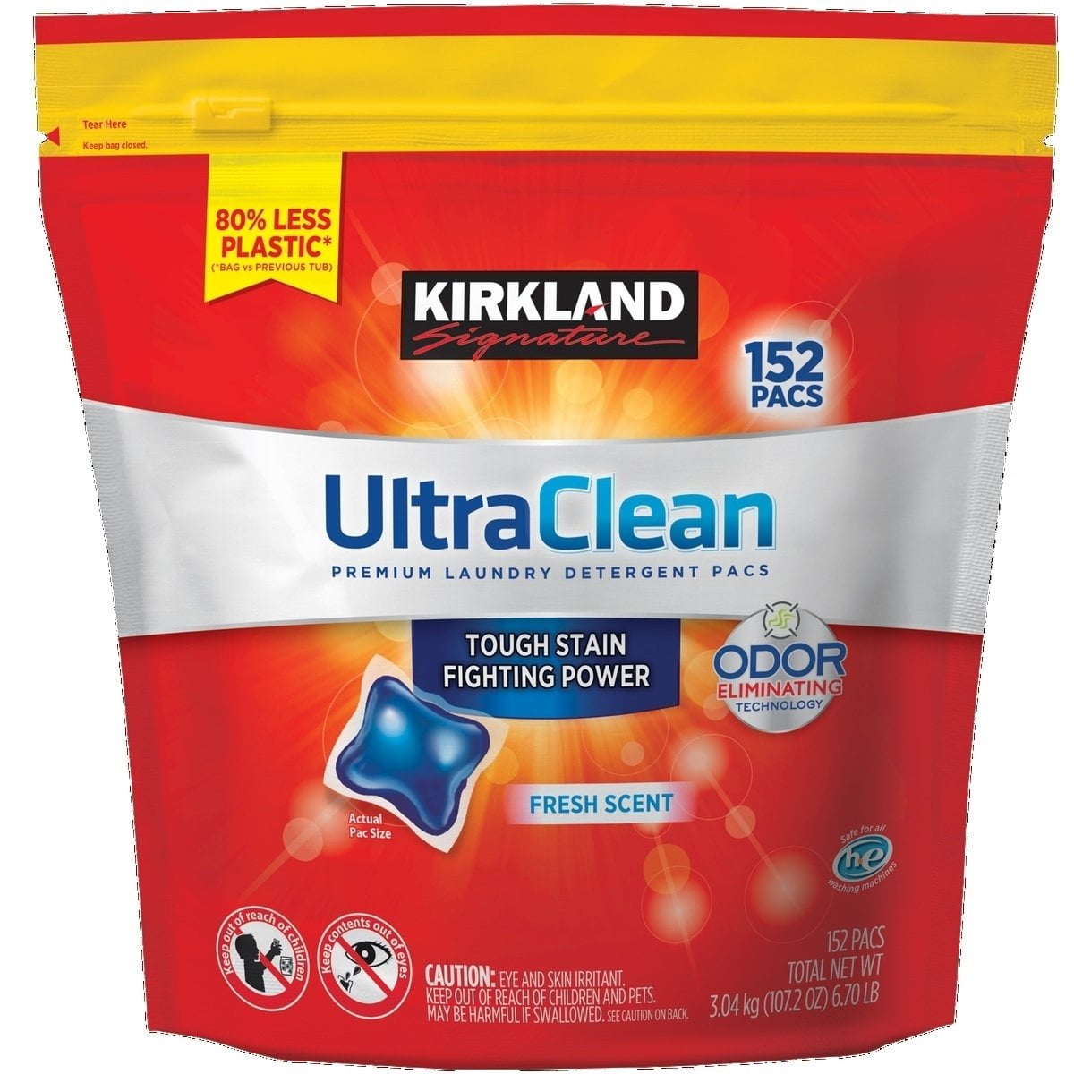 Kirkland Signature Ultra Clean Laundry Pacs, 152 Count, HE Detergent ...