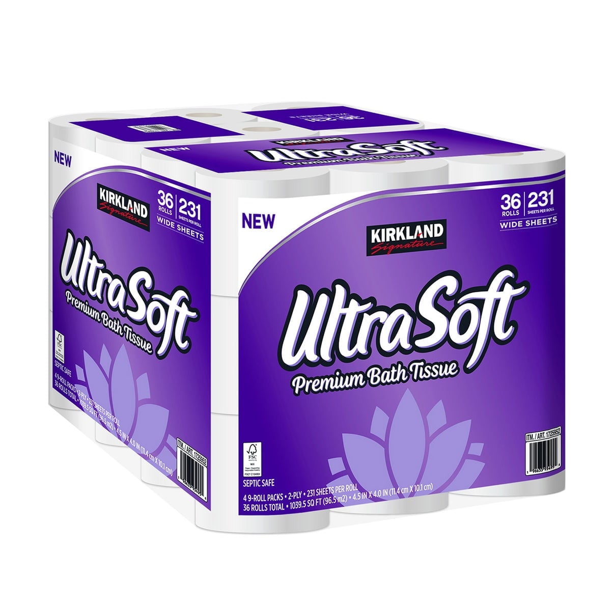 Kirkland Signature Ultra Soft Bath Tissue, 2-Ply, 231 Sheets, 36 Rolls ...