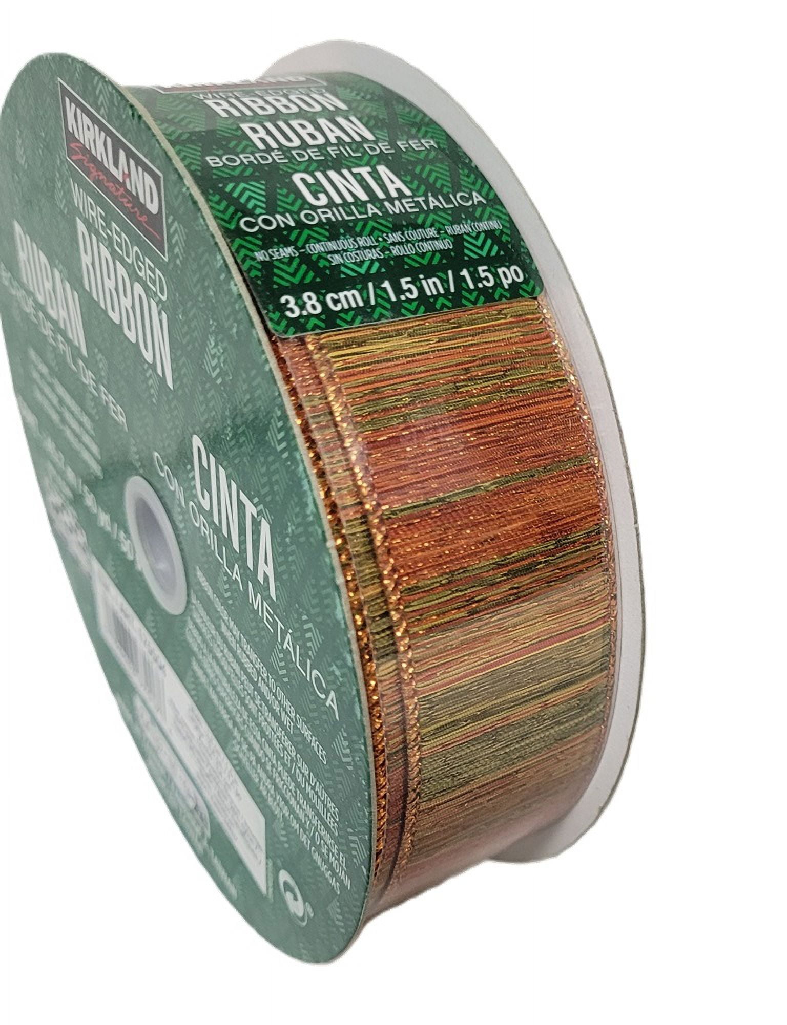 Kirkland Signature Wire Edged Fall Variegated Sheer Ribbon 50 yards X 1 ...
