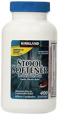 Kirkland Stool Softener Docusate Constipation Colace 100 mg 400x2=800 ...