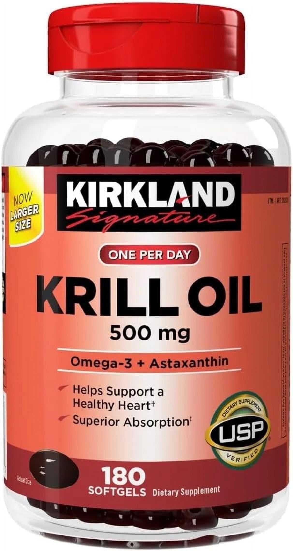 Kirklandl Krill Oil 500 mg with Omega-3s EPA, DHA, Astaxanthin and ...