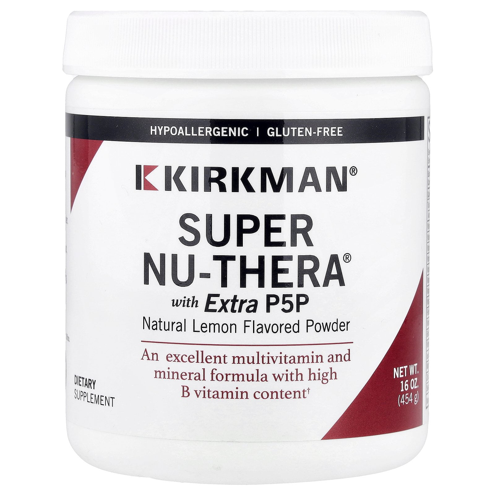 Kirkman Labs Super Nu-Thera Powder with P-5-P, Natural Lemon, 16 oz ...