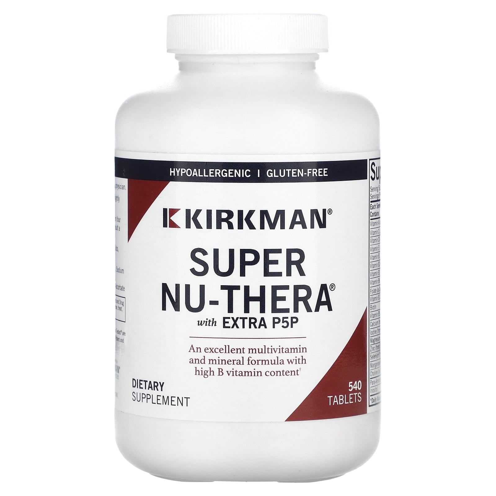 Kirkman Labs Super Nu-Thera with Extra P5P, 540 Tablets - Walmart.com