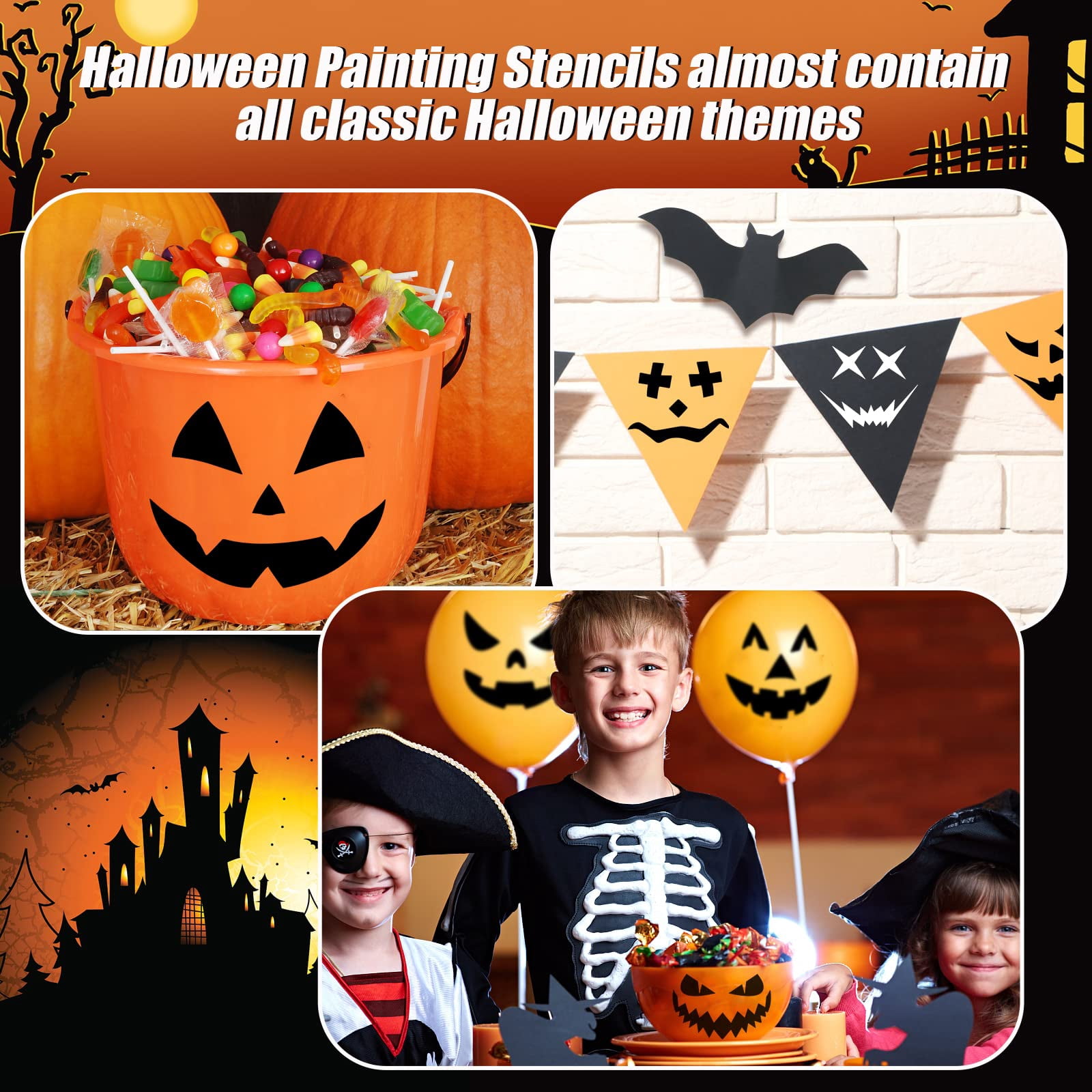 Kironypik 25pcs/set Halloween Stencils For Drawing Pumpkin Faces ...