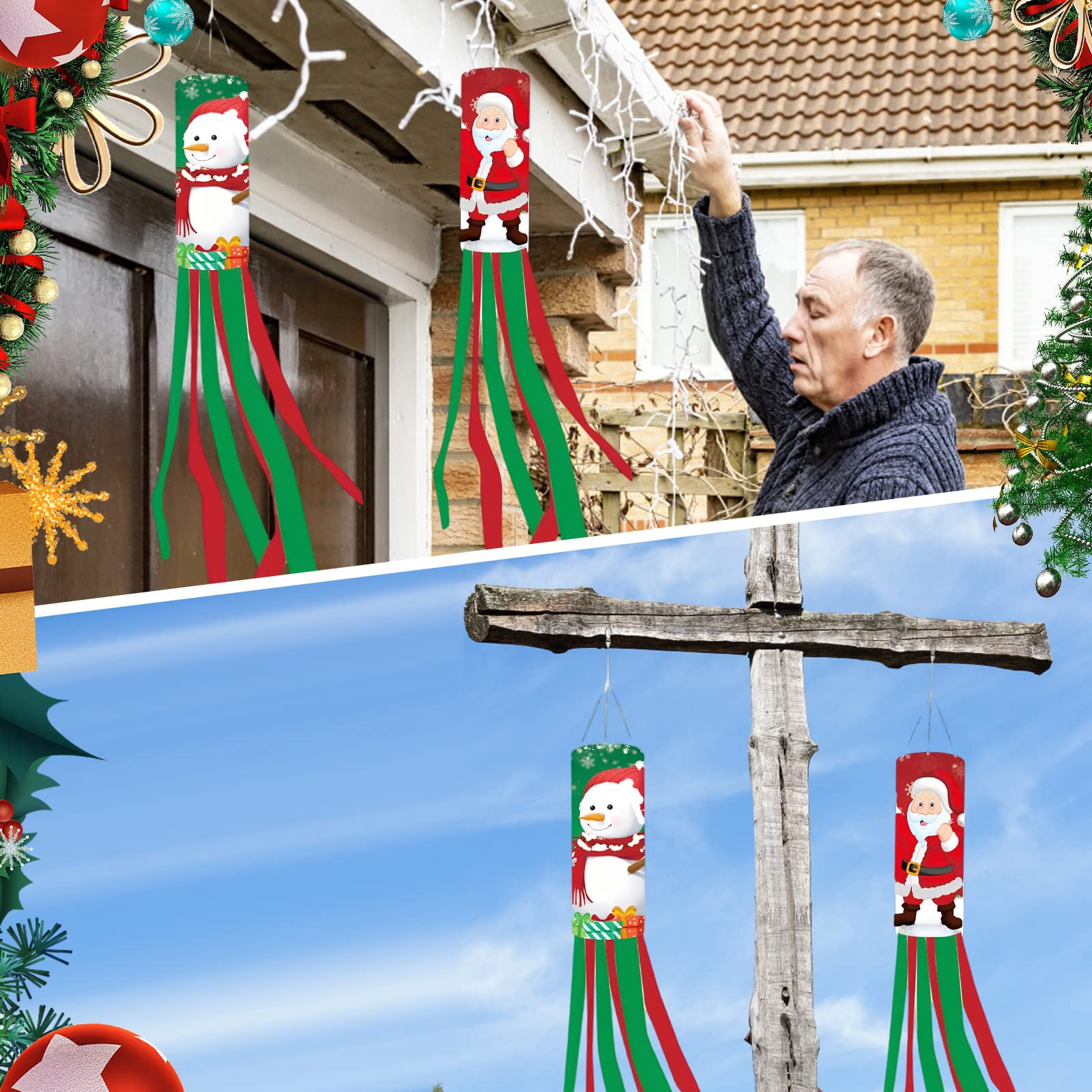 Kironypik 2piece Christmas Windsock Flag Lightweight And Easy To Fly ...