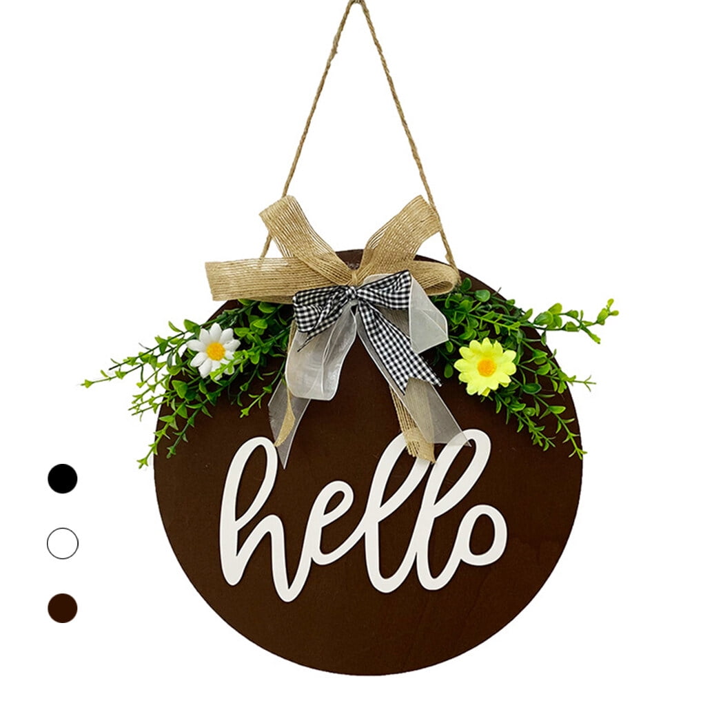 Kironypik Wooden Welcome Sign with Bowknot Ribbon Door Porch Gate ...