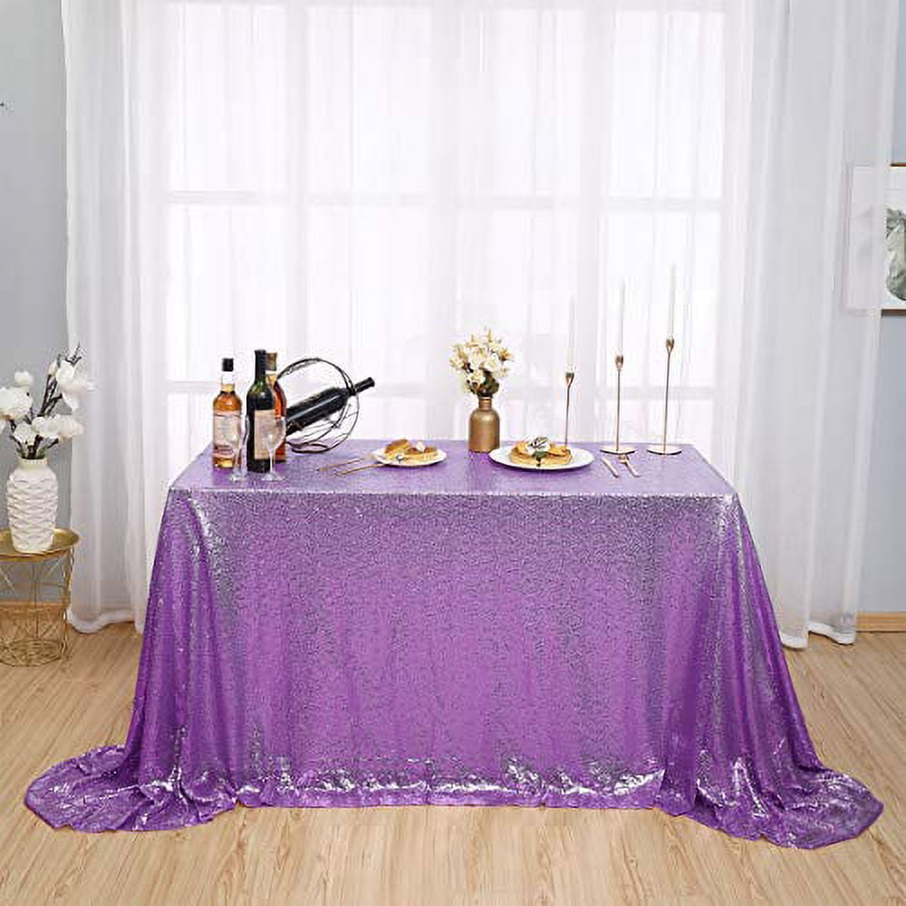 Kirsooku Light Purple Sequin Tablecloth Glitter Sparkly Iridescent ...