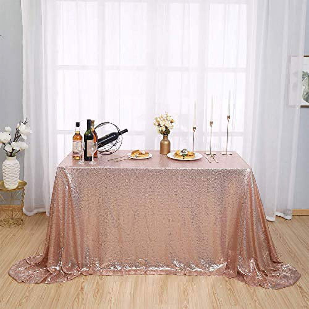 Kirsooku Rose Gold Sequin Tablecloth Glitter Sparkly Iridescent Shimmer ...
