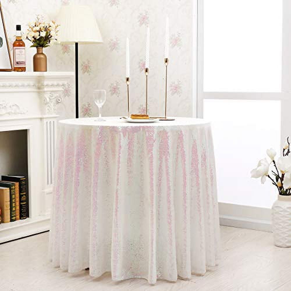 Kirsooku White Sequin Tablecloth Glitter Sparkly Iridescent Shimmer for ...