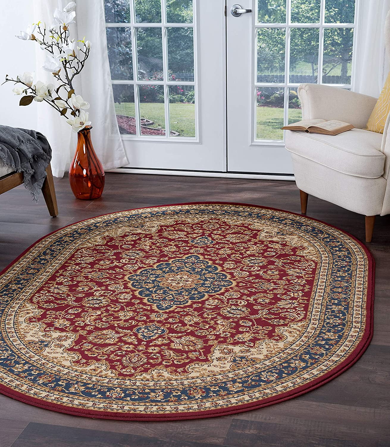 Kirsten Traditional Oriental Red Oval Area Rug, 5' x 7' Oval - Walmart.com