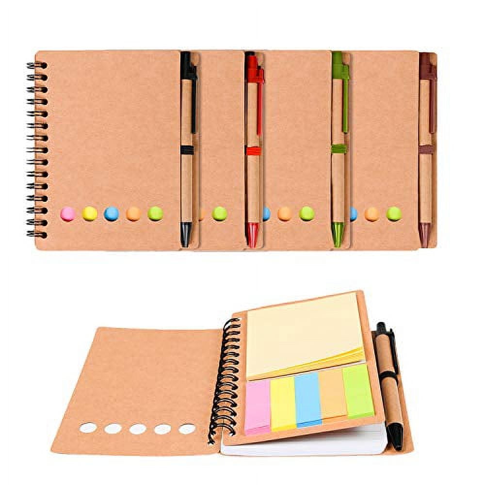 Kisdo 4 Packs Spiral Notebook Sticky Notes Business Notebook with Pen ...