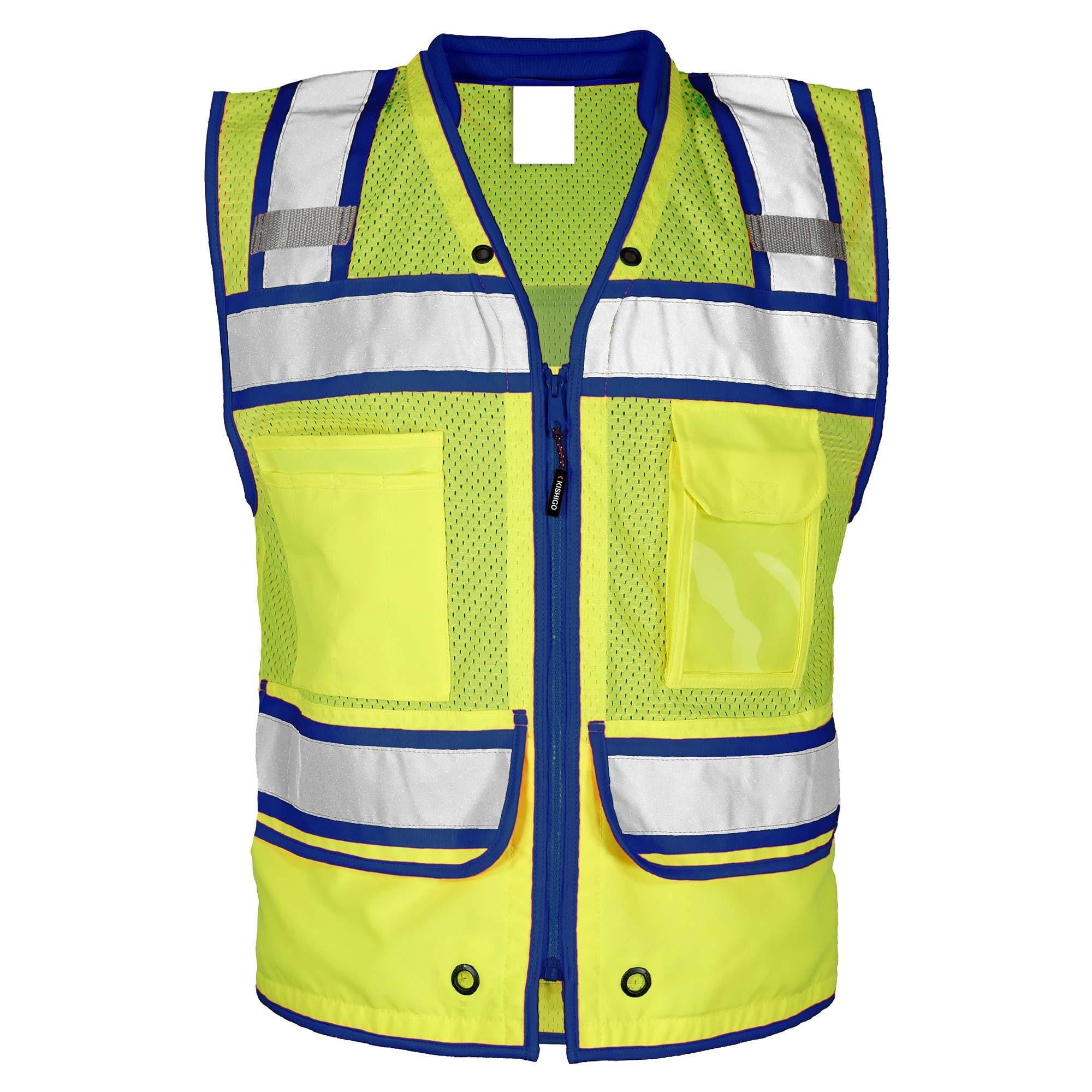 Kishigo Hi Vis Work Vest for Men, High Visibility Black Bottom Mesh ...