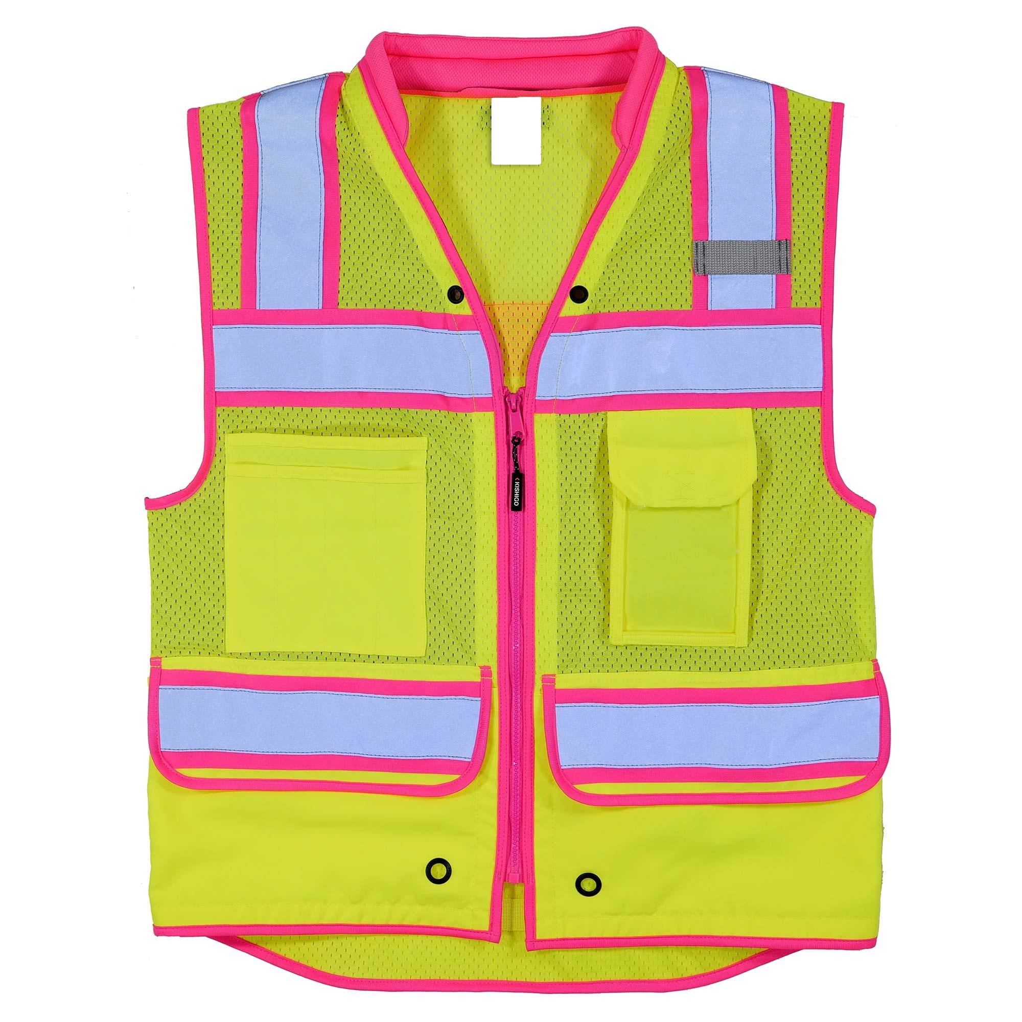 Kishigo Hi Vis Zippered Mesh Economy Class 2 Vest for Men, High ...