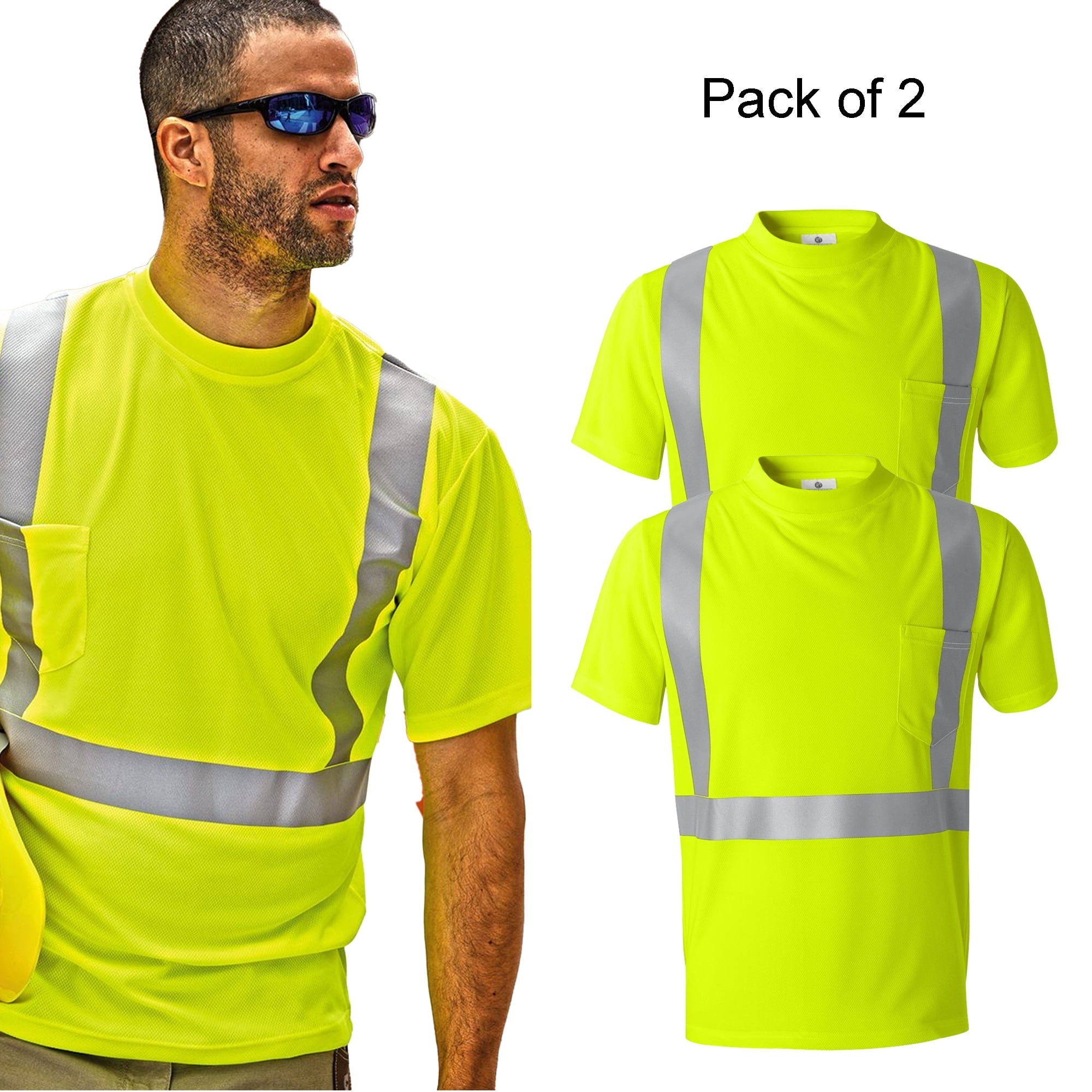 Kishigo Men's High-Performance Microfiber Safety T-Shirt, Hi Vis ...