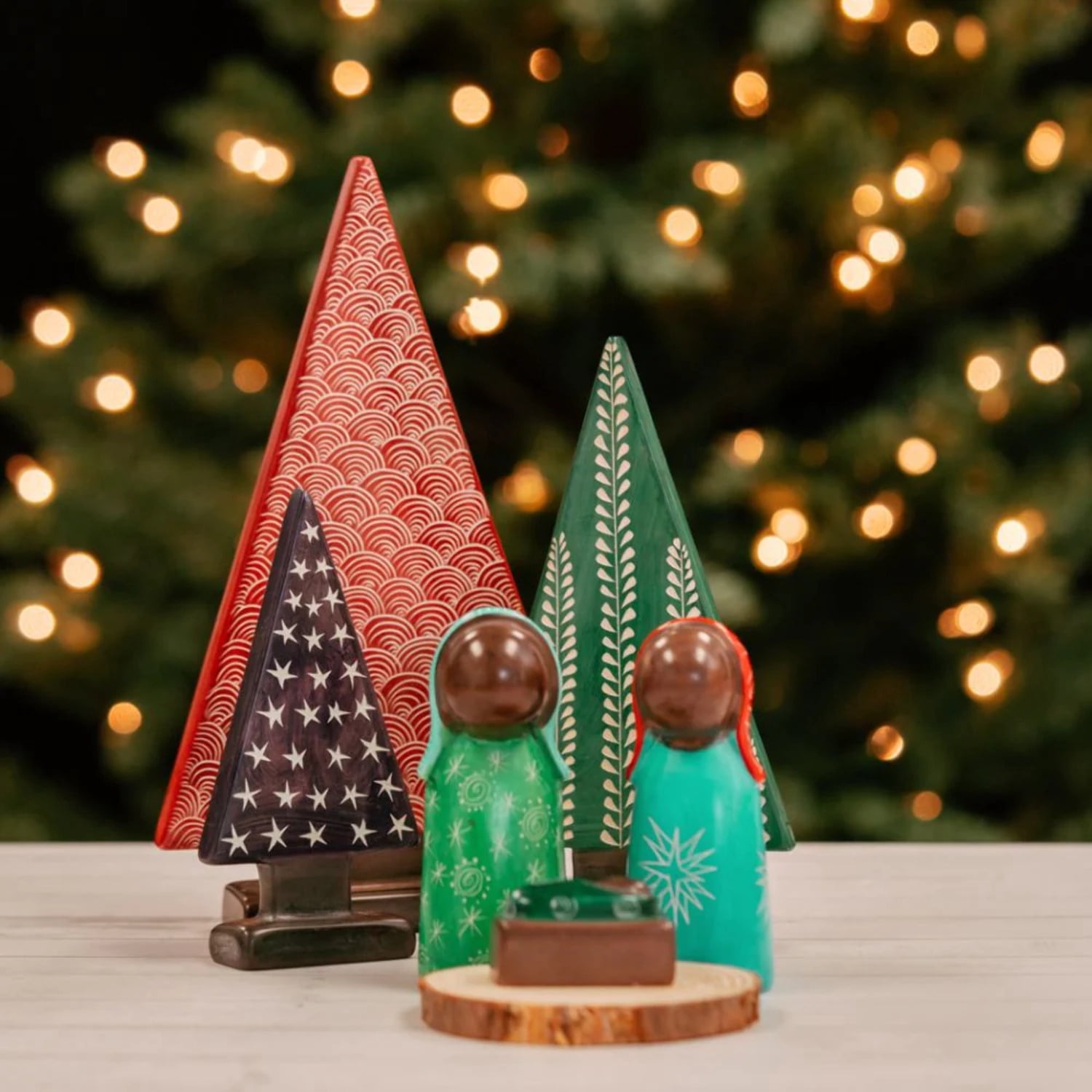 Kisii Stone Colorful Mini Holy Family Nativity Holiday Trees - Walmart.com
