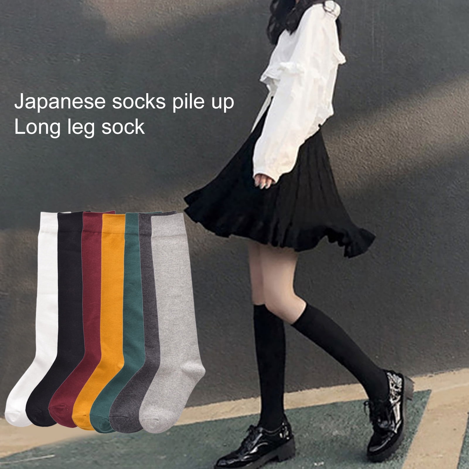 Kiskick 1 Pair Japanese Style High Elasticity Sports Socks Winter Solid ...