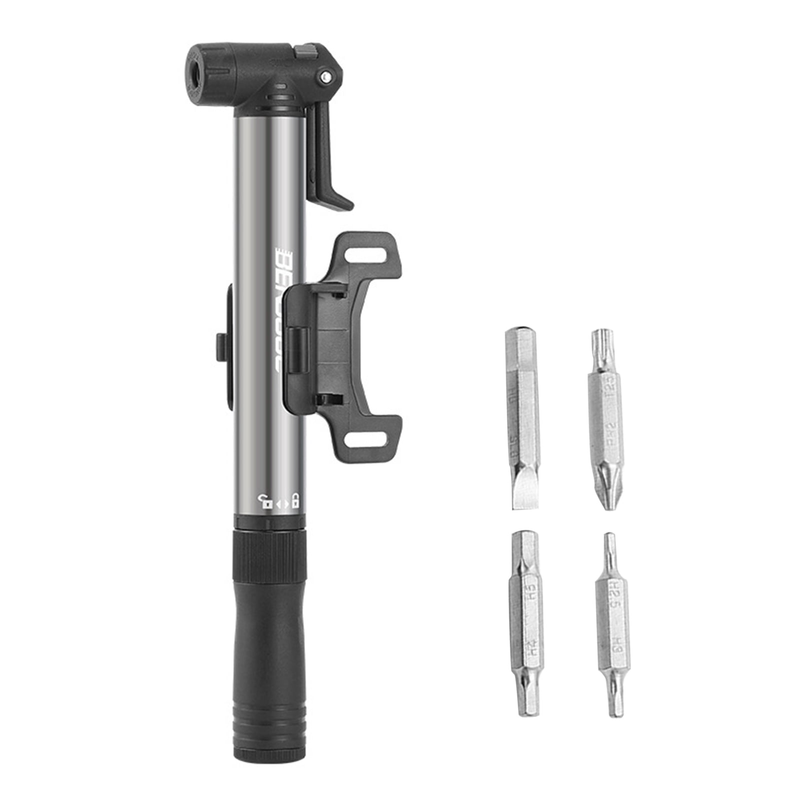 Kiskick Bike Pump with Ratchet Wrench Universal Bike Inflator Mini Bike ...