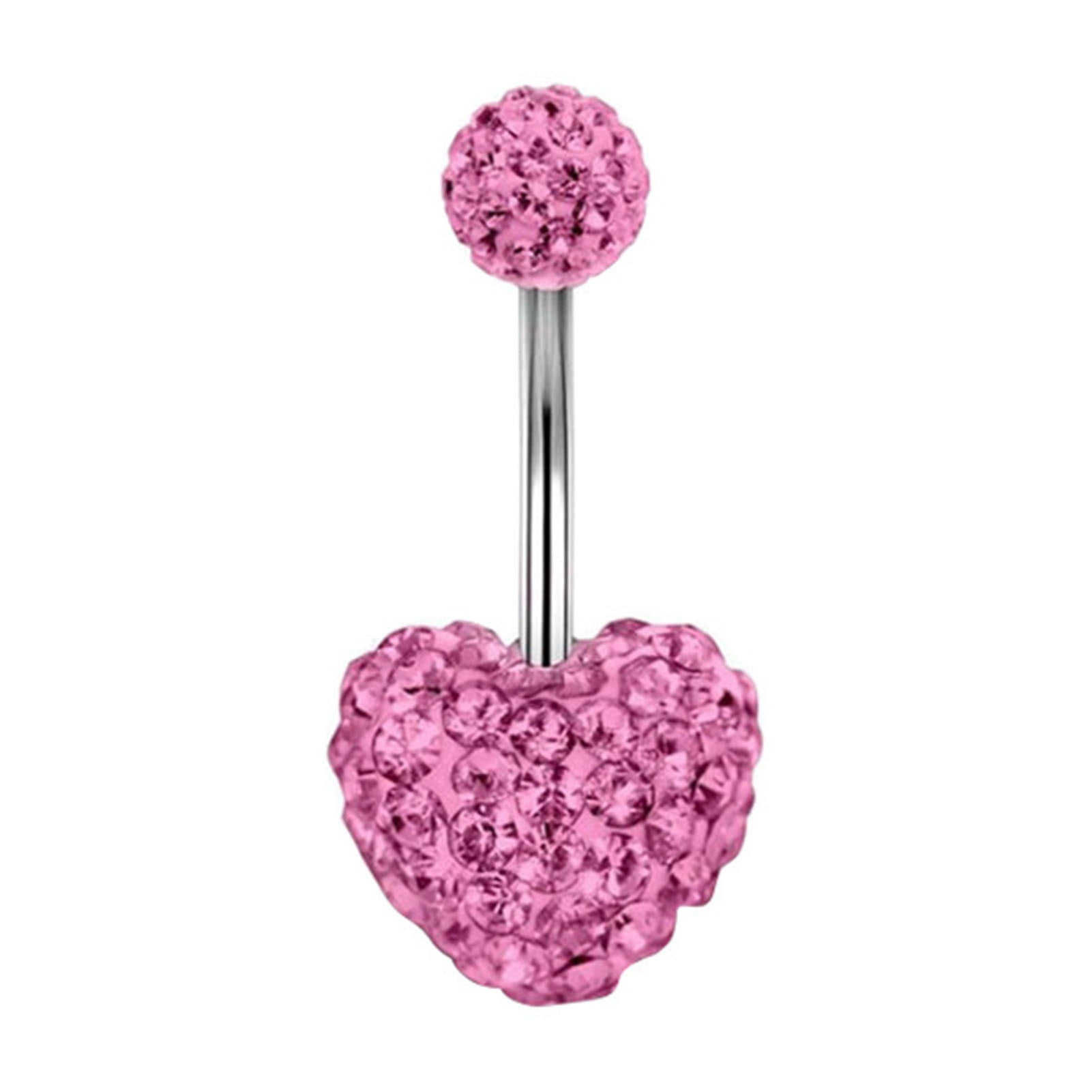 Kiskick Butterflies Shape Navel Ring Stainless Steel Belly Button Pink ...