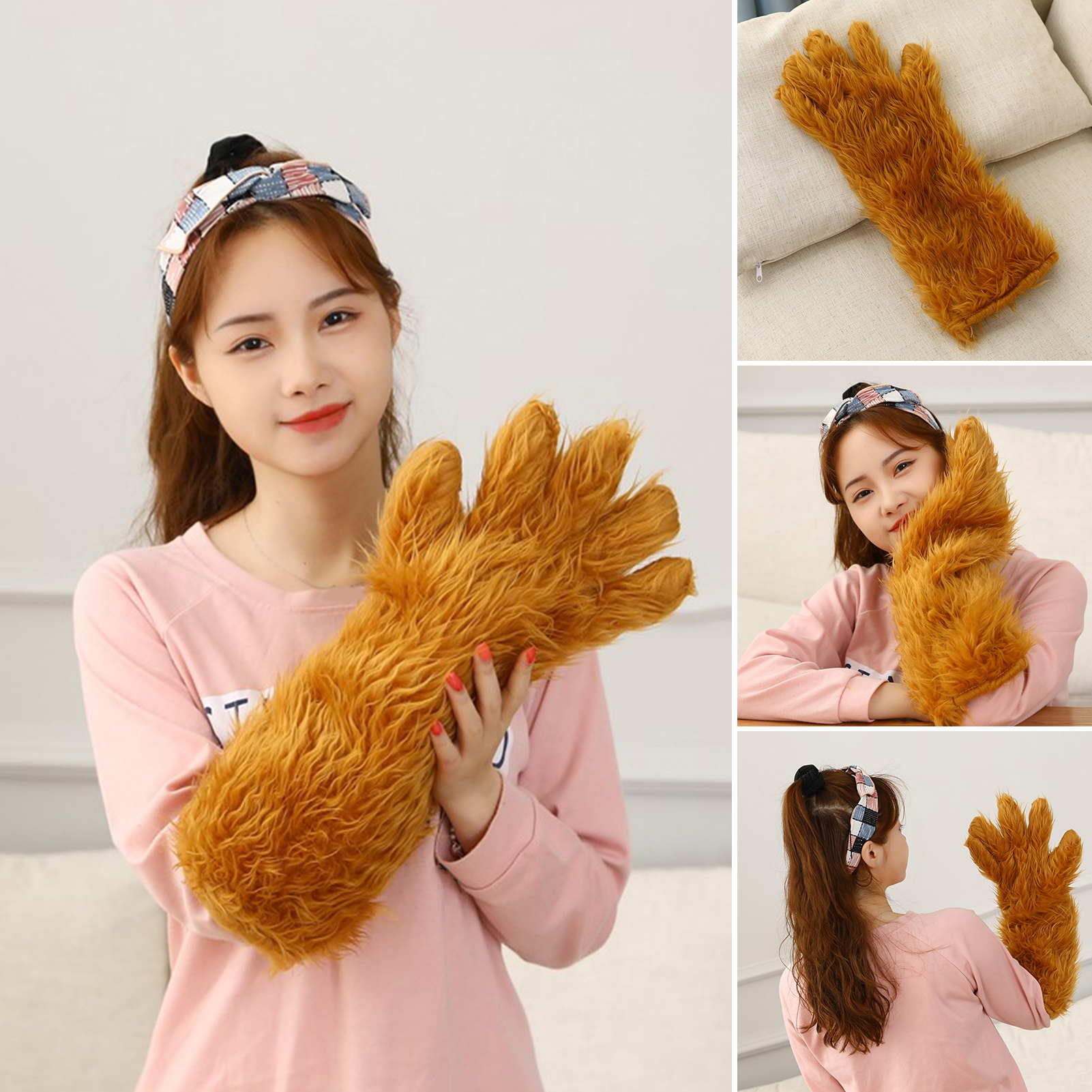 Kiskick Cartoon Plush Animal Claws Gloves, Funny Anime Hand Paw Gloves ...