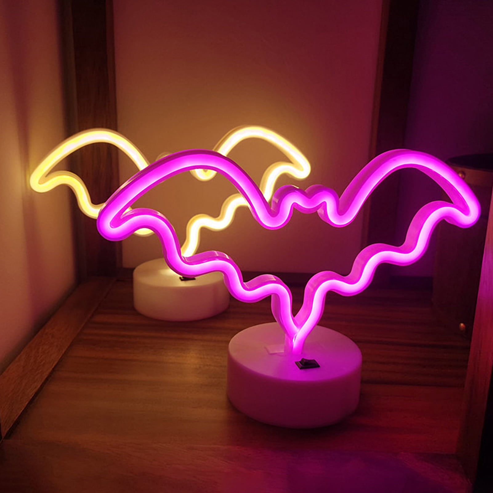 Kiskick Flicker-Free Halloween Bat Neon Sign Lamp, Creative Shape USB ...