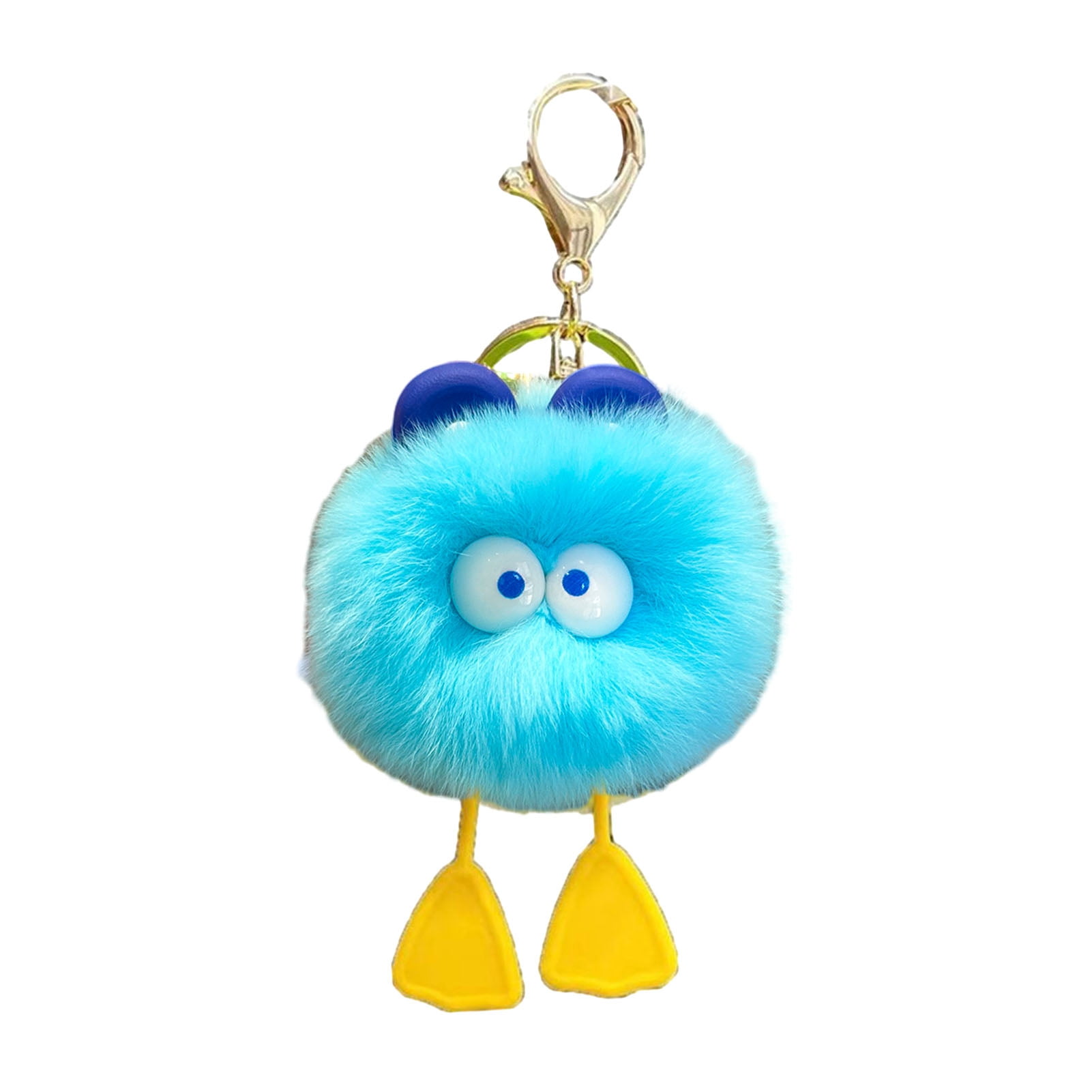 Kiskick Fuzzy Ball Keychain Decoration Plush Cartoon Ball Keychain Cute ...