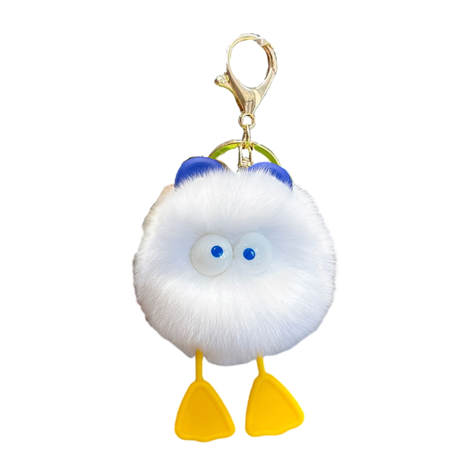 Kiskick Fuzzy Ball Keychain Decoration Plush Cartoon Ball Keychain Cute ...