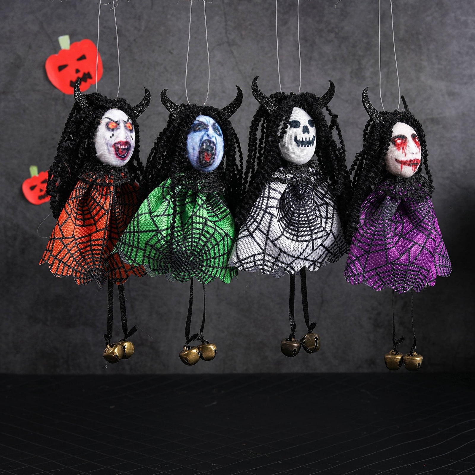 Kiskick Ghost Doll Halloween Decoration with Bells, Soft Cloth Mini ...