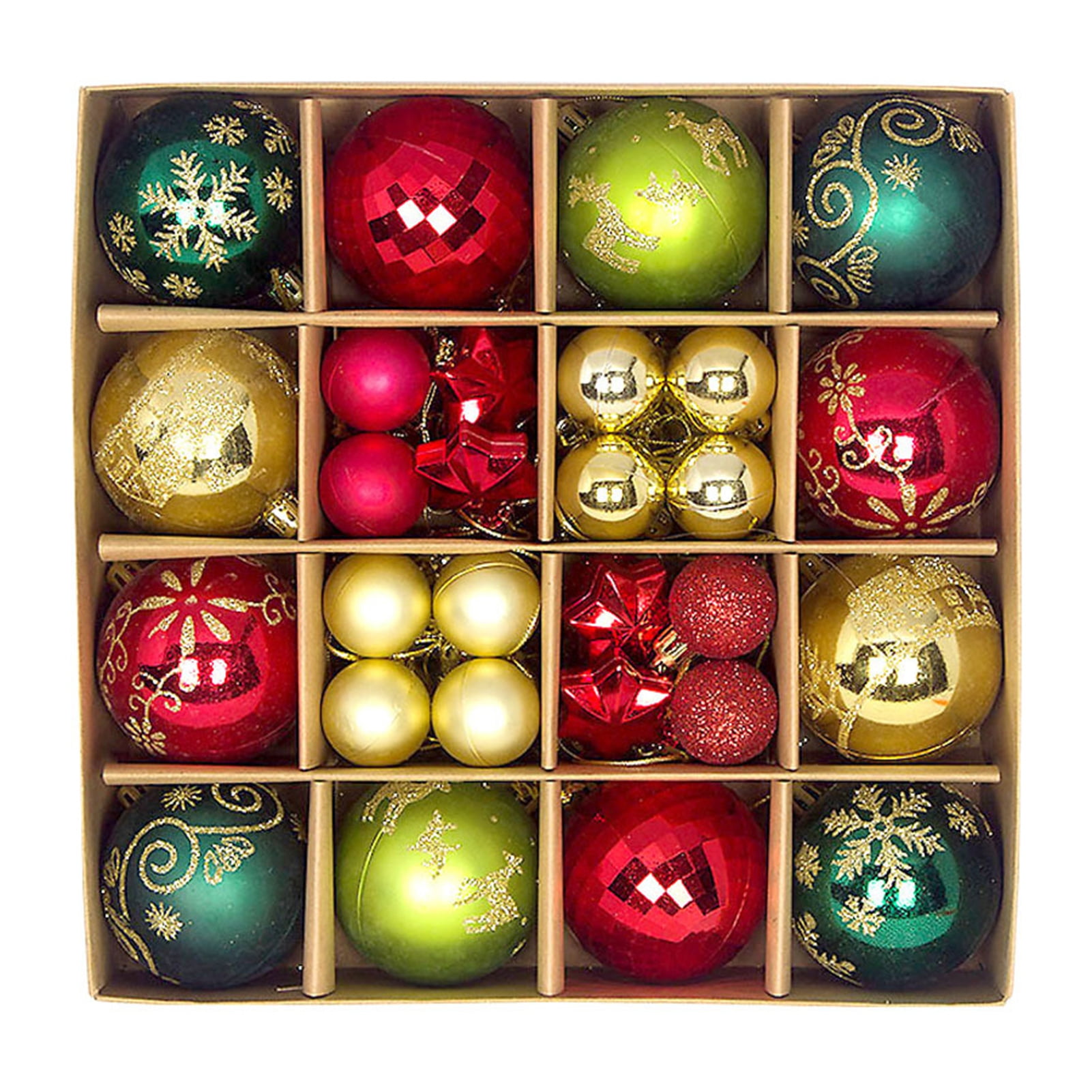 Kiskick Glitter Christmas Balls 44 Pcs Multicolor Snowflake Print Shiny ...