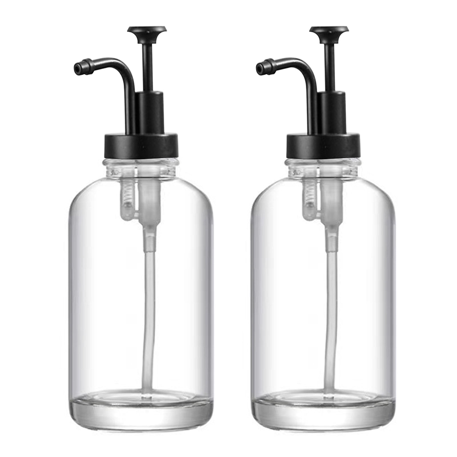 Kiskick Leak Proof Syrup Pump 2pcs 17oz Clear Glass Syrup Pump Bottle ...