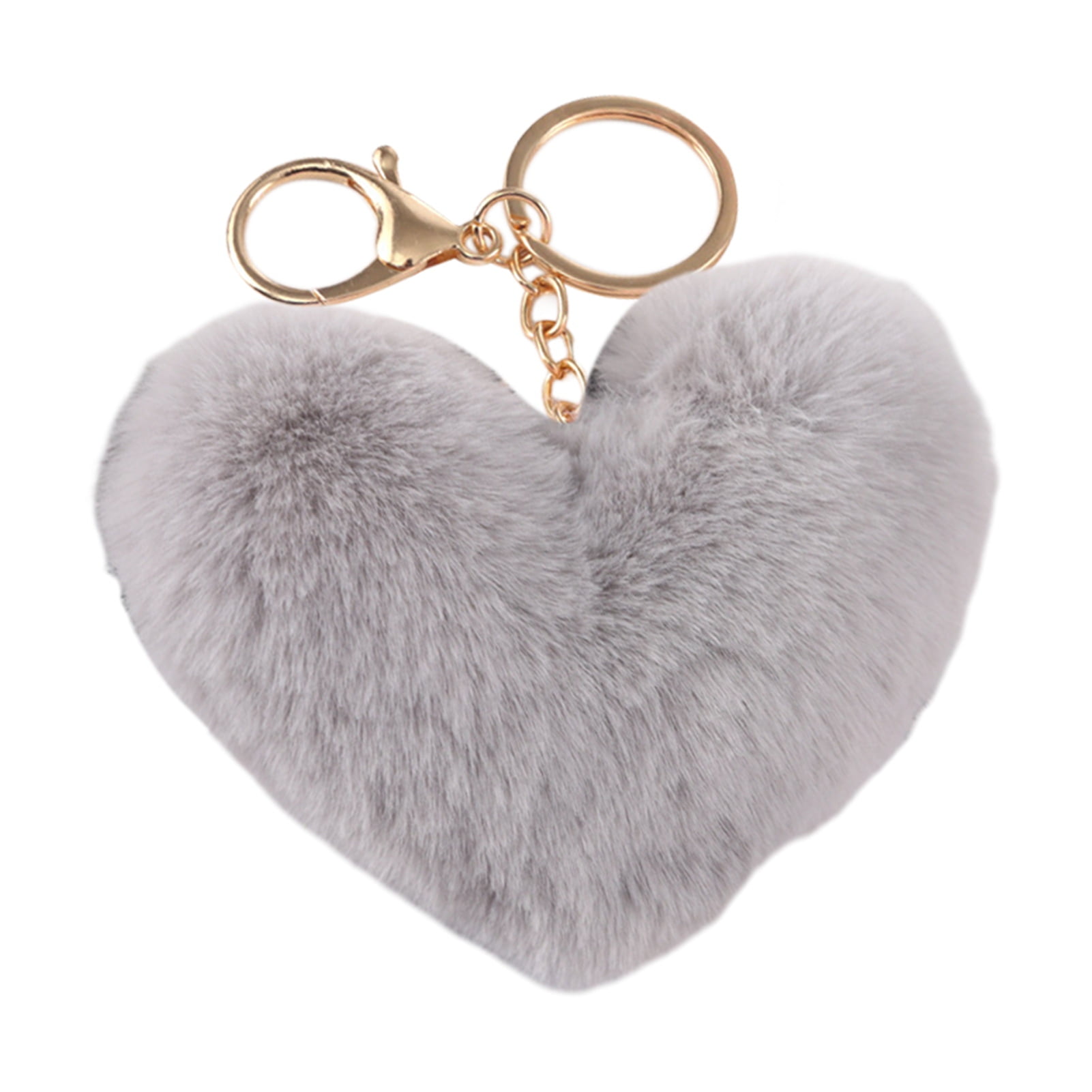Kiskick Lightweight Keychain Plush Love Heart Keychain Soft Lightweight ...