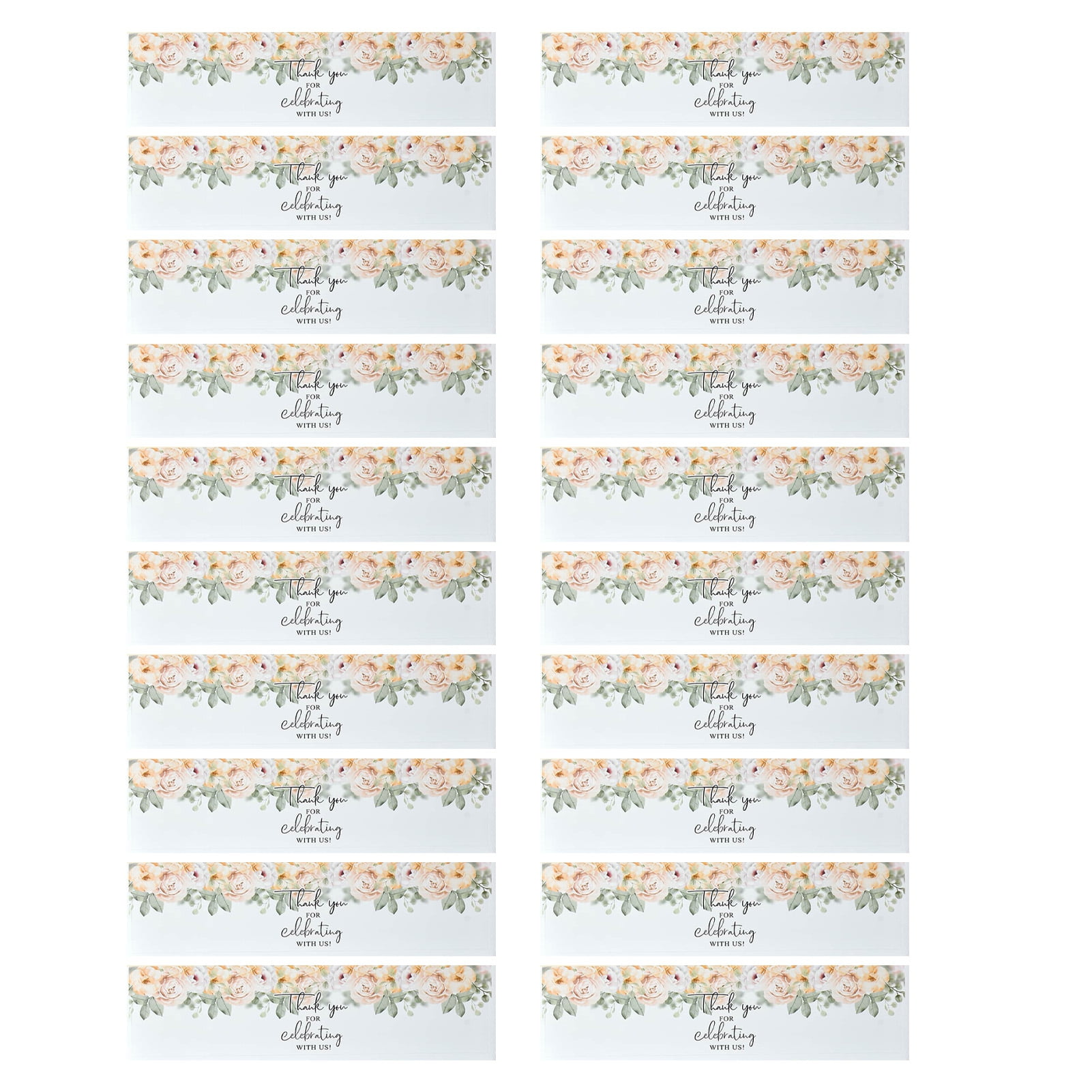 Kiskick Party Guest Gratitude Stickers 20 Pcs Flower Print Water Bottle ...