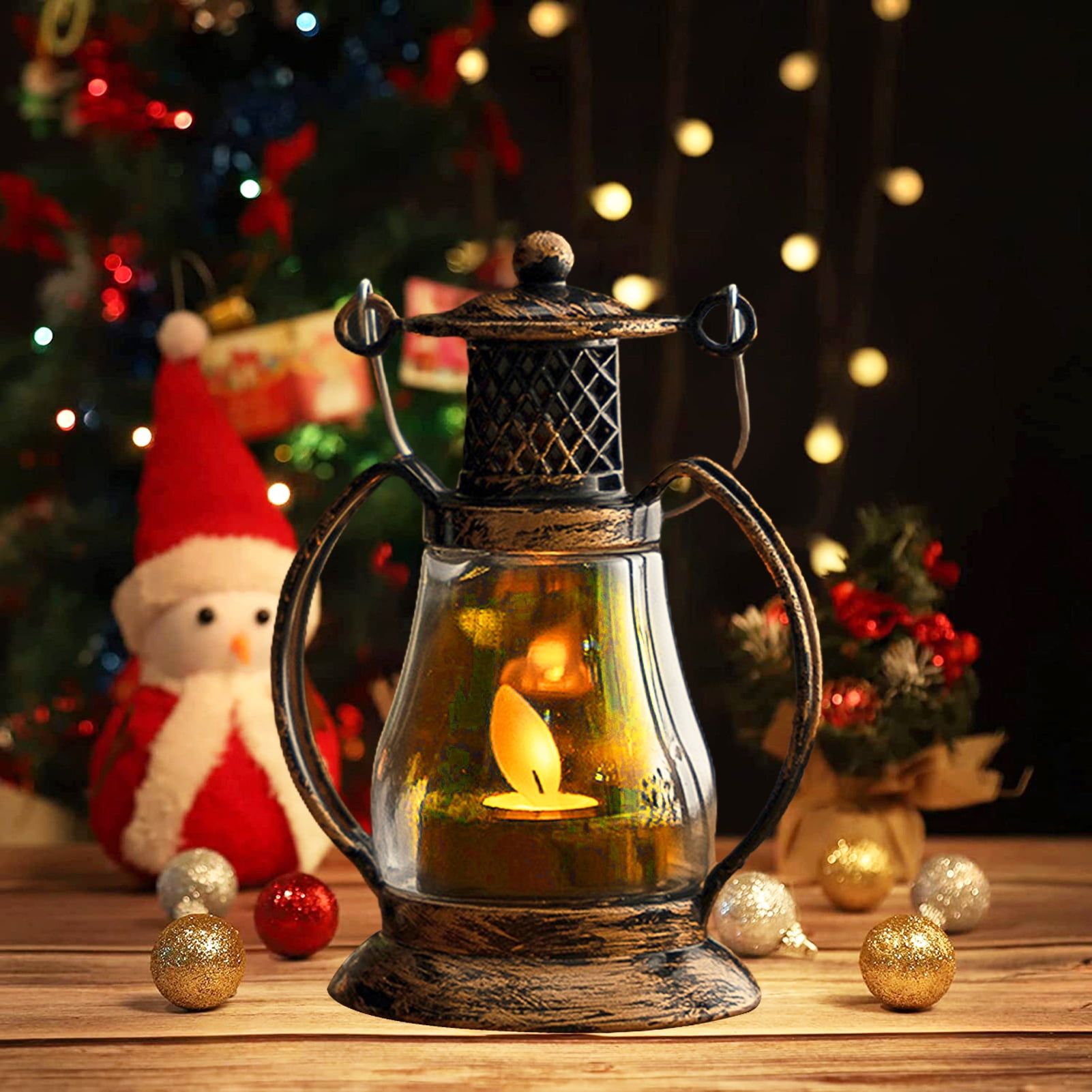 Kiskick Retro Style Flickering LED Lantern, Bedside Lamp with Hanging ...