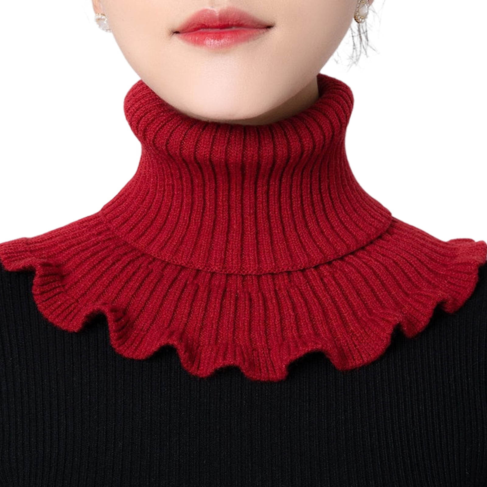 Kiskick Solid Color Scarf Thickened Scarf Women Woolen Knitted Fake ...