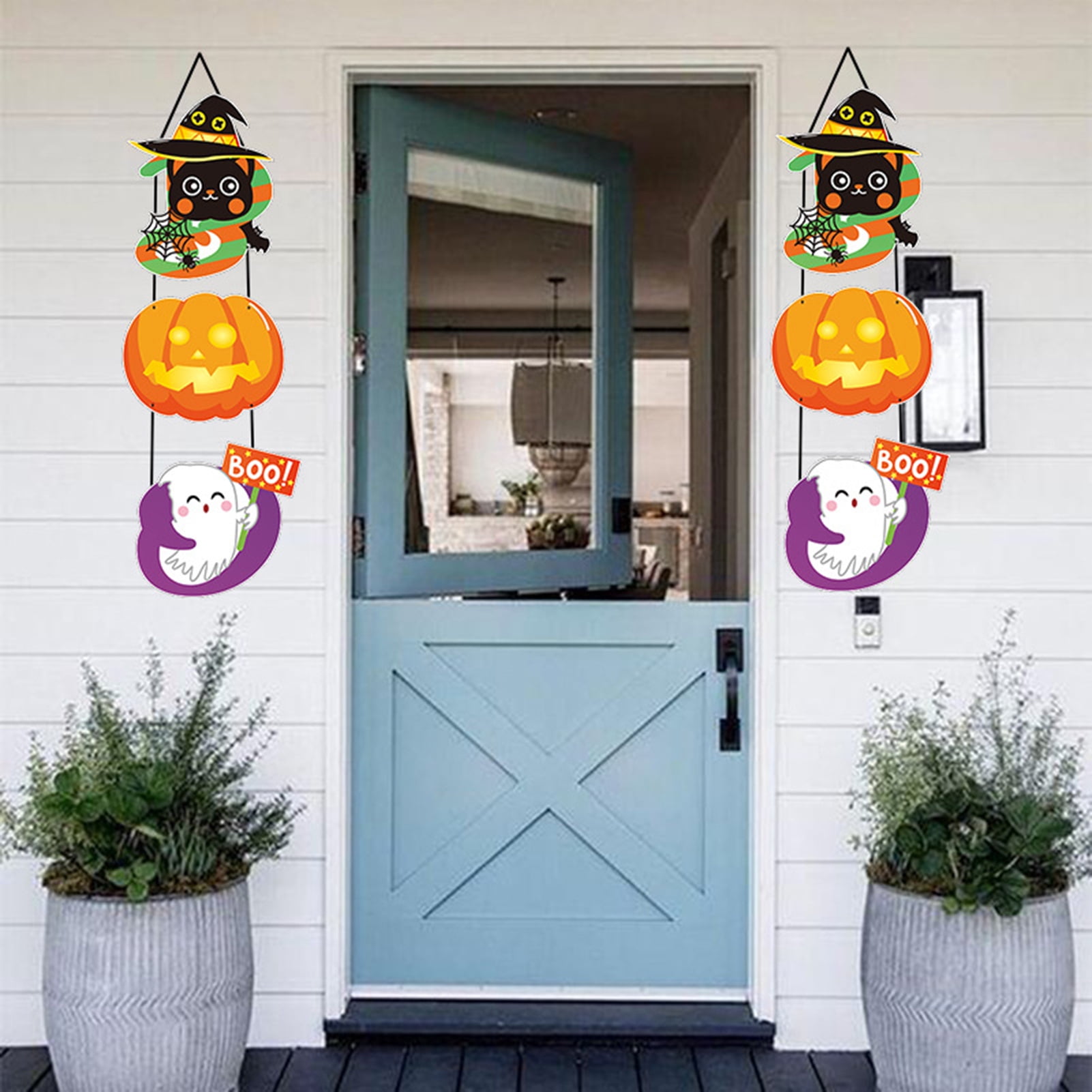 Kiskick Spooky Ghost Pumpkin Design Halloween Door Hanging Signs, Set ...