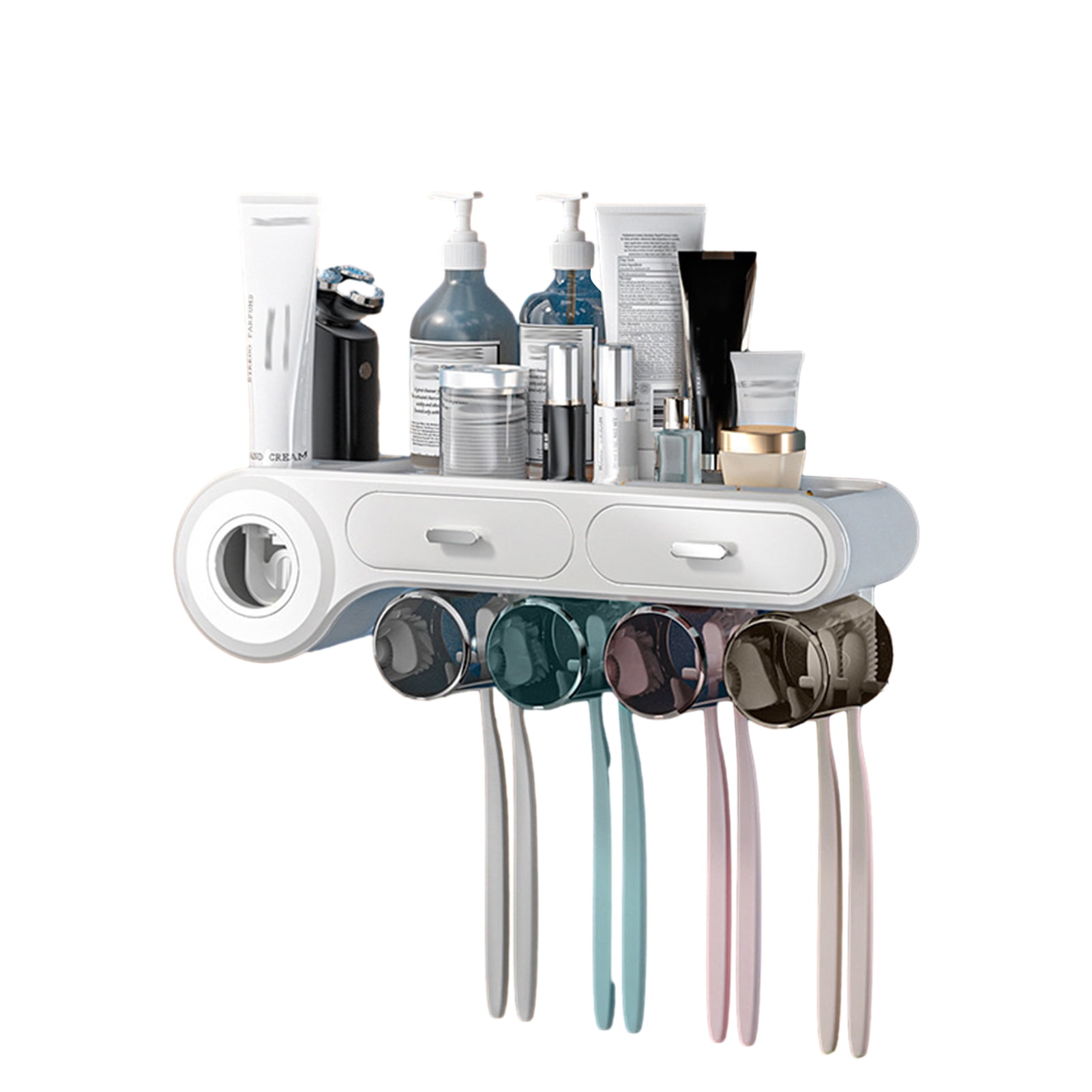 Kiskick Wall Mount Toothbrush Holder Multifunctional Toothbrush Holder ...