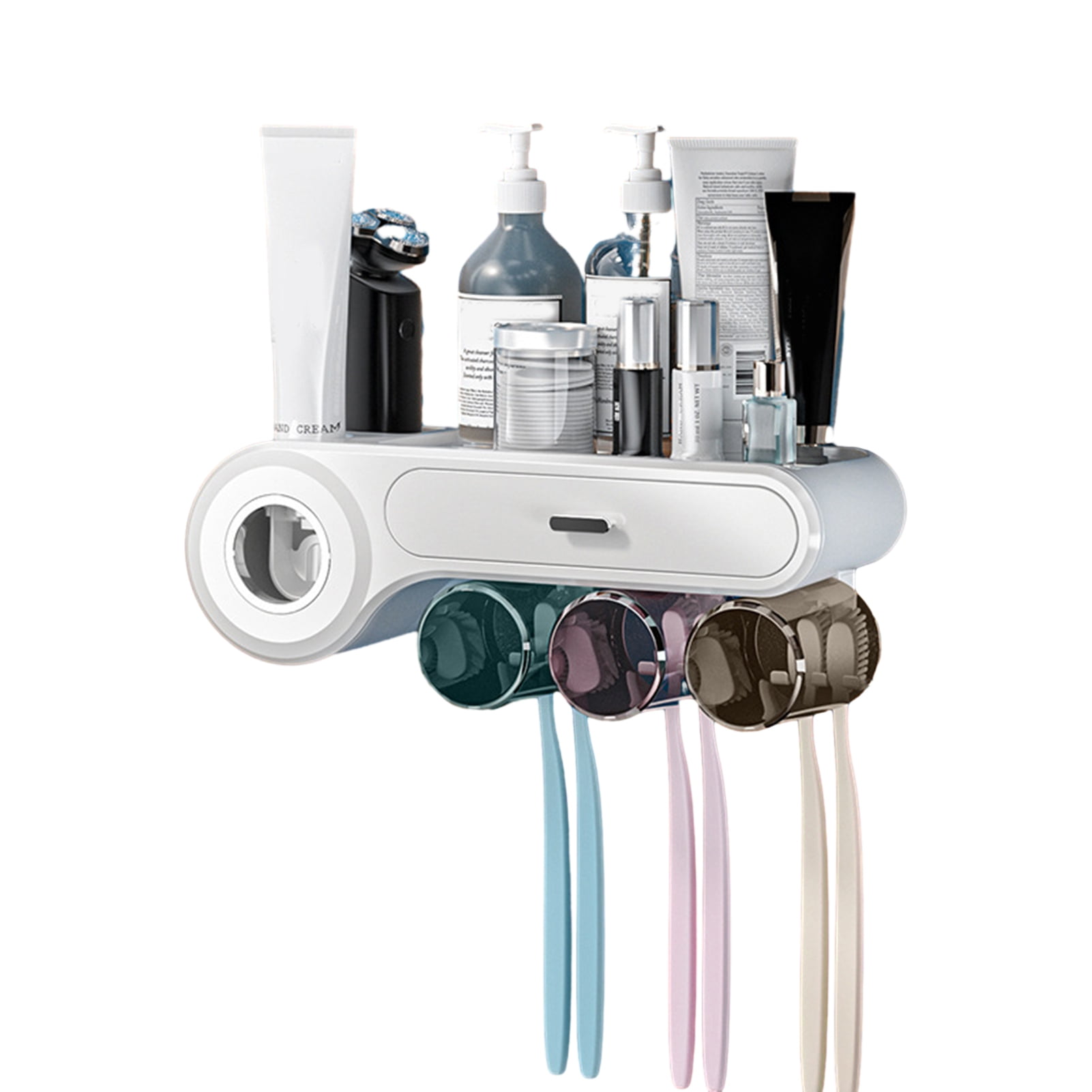 Kiskick Wall Mount Toothbrush Holder Multifunctional Toothbrush Holder ...