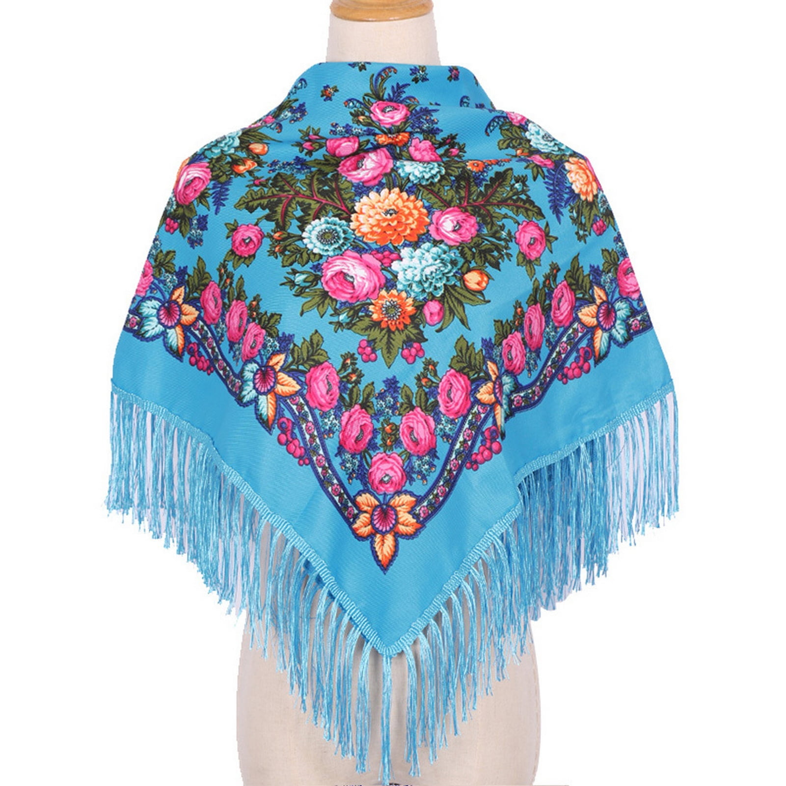 Kiskick Women Fringed Shawl Women Shawl Wrap Ethnic Style Floral Print ...