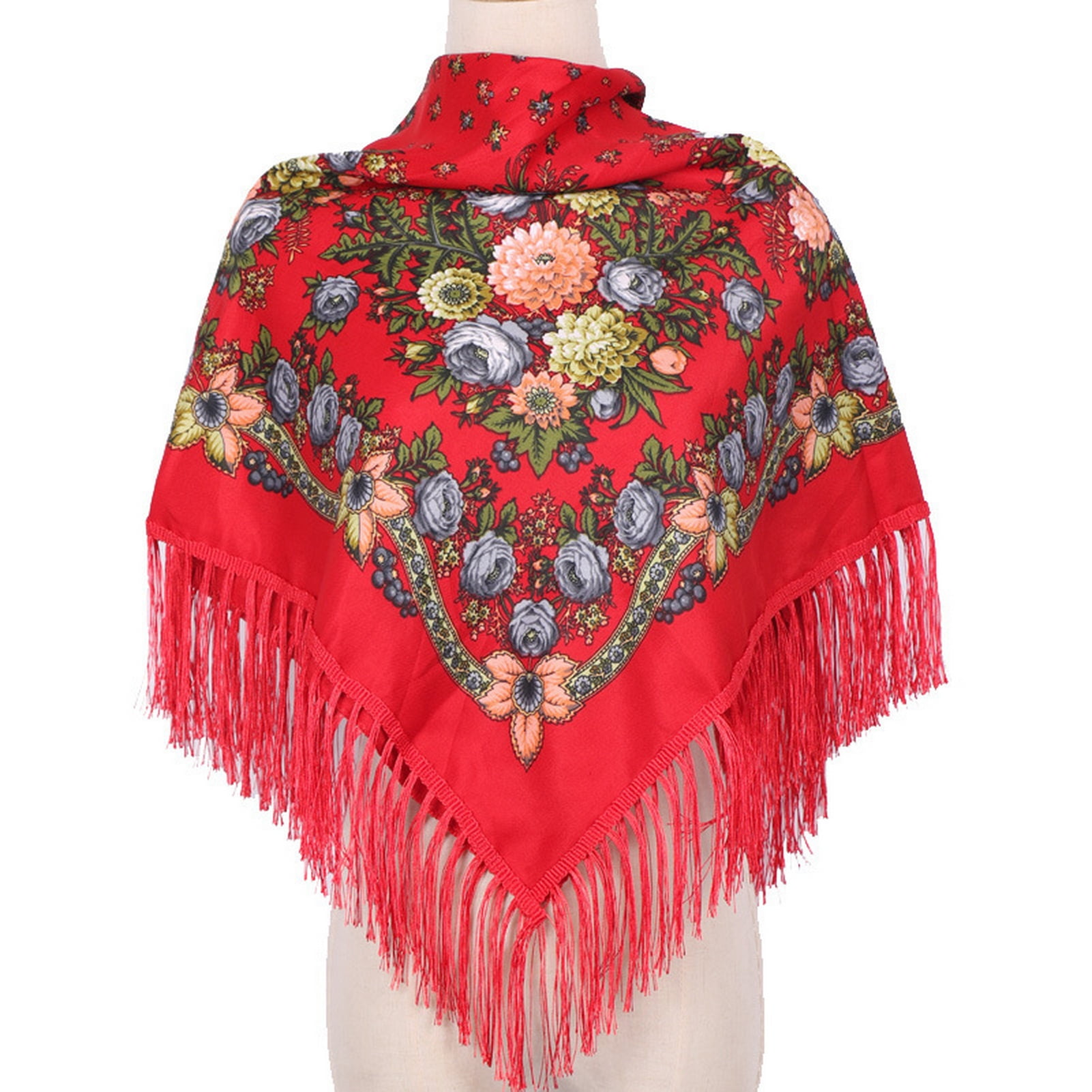 Kiskick Women Fringed Shawl Women Shawl Wrap Ethnic Style Floral Print ...