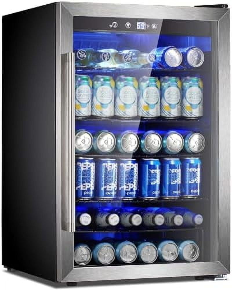 Kismile 4.5 Cu.ft Beverage Refrigerator and Cooler, 145 Can Mini Fridge Glass Door,Digital ...