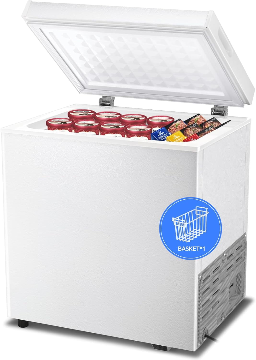 Kismile 7.0 Cubic Feet Chest Freezer with 3 Removable Basket, Free ...