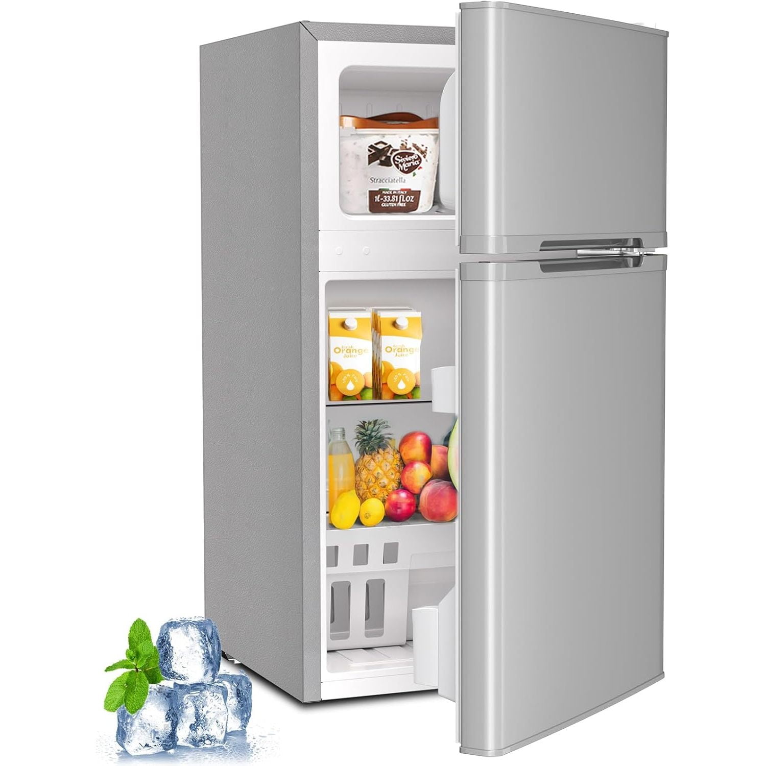 Kismile Mini Fridge with Freezer,3.2 Cu.Ft Compact Mini Refrigerator ...
