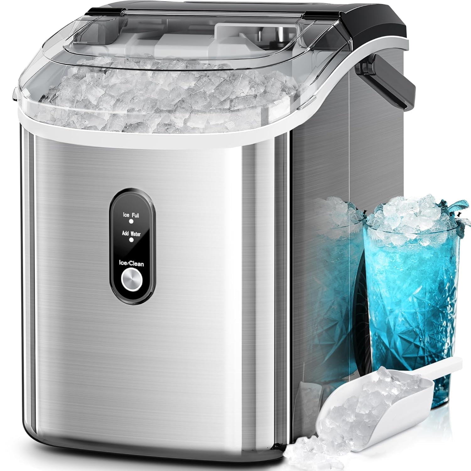 Kismile Nugget Ice Makers Countertop, 35Lbs/24H, Portable Sonic Ice ...