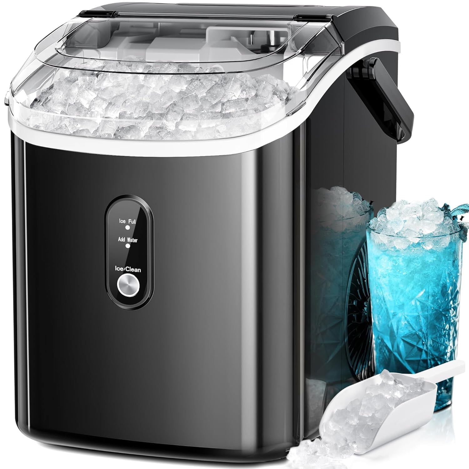 Kismile Nugget Ice Makers Countertop, Portable Sonic Ice Machine with ...