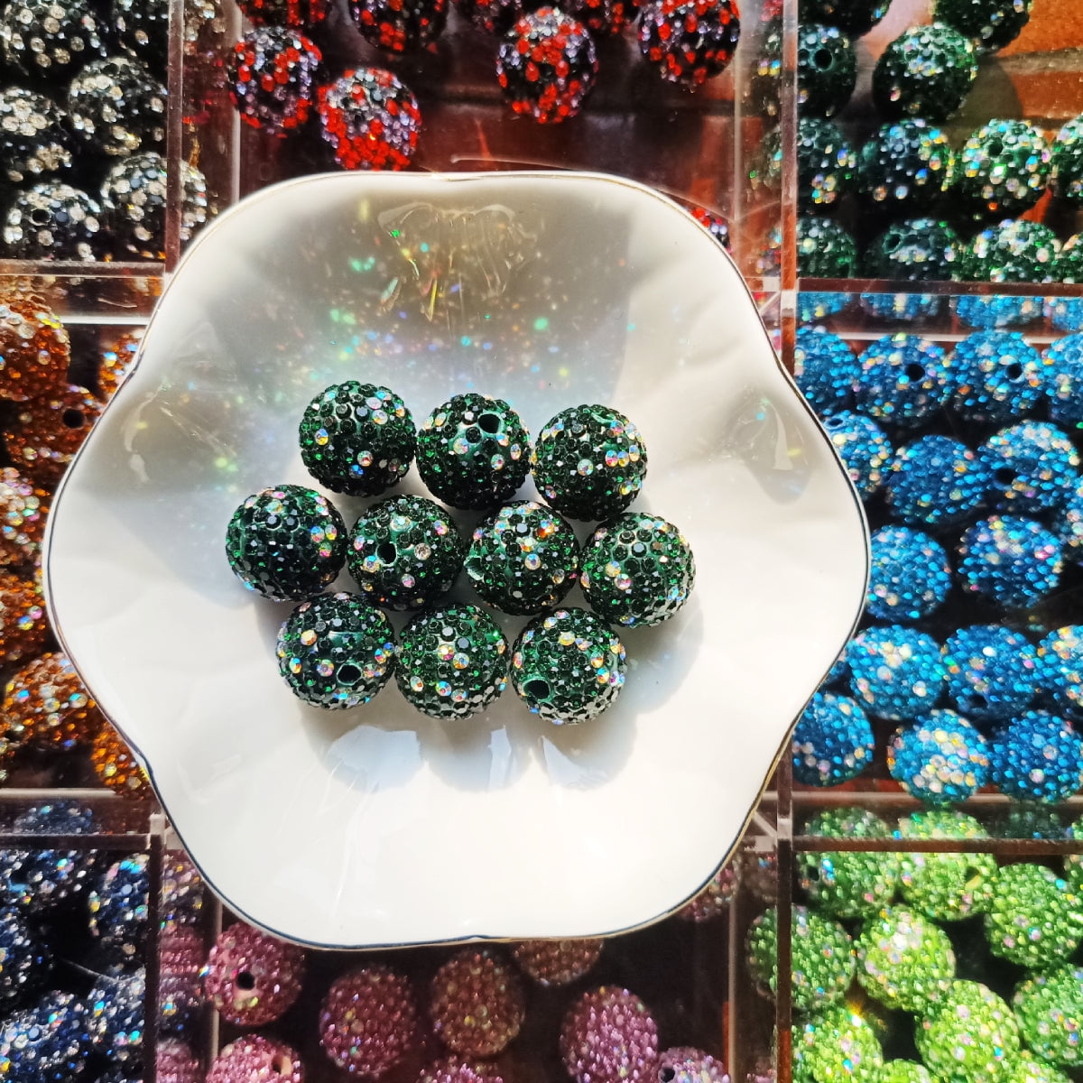 Kisor 10 Pcs 10mm Clay Pave Disco Ball Czech Crystal Rhinestone Beads ...