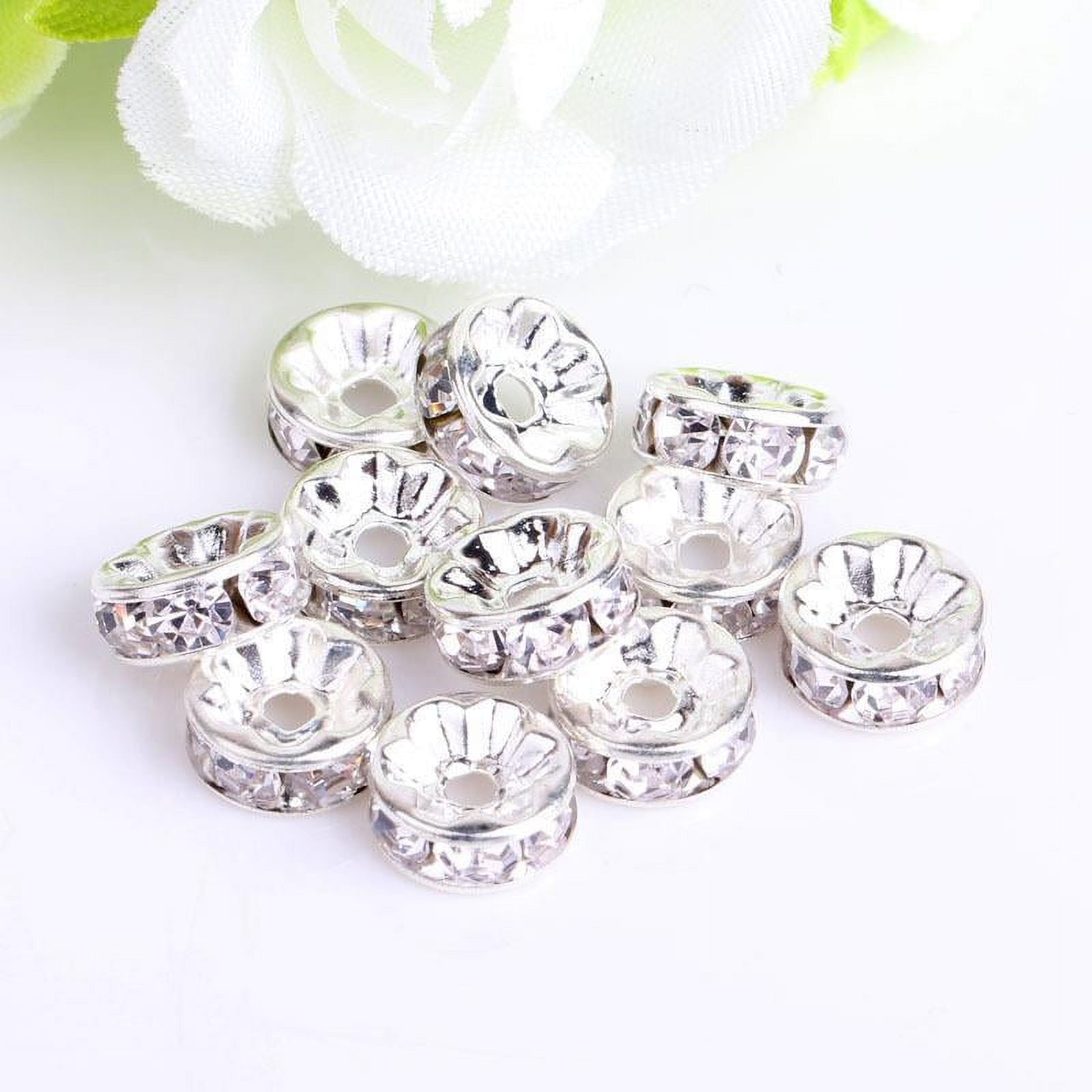 Kisor 100 Pieces 10mm Circle Rhinestone Beads Crystal Spacer Beads ...