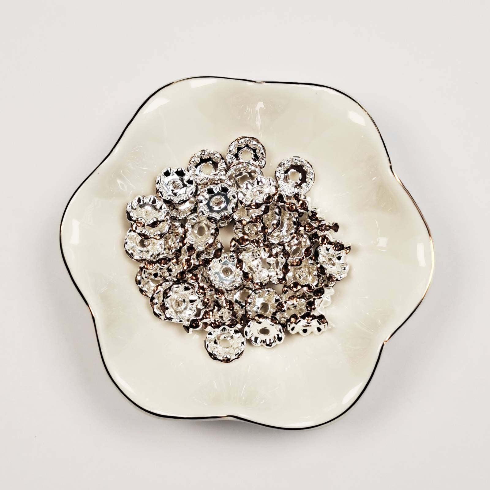 Kisor 100 Pieces 12mm Circle Rhinestone Beads Crystal Spacer Beads ...